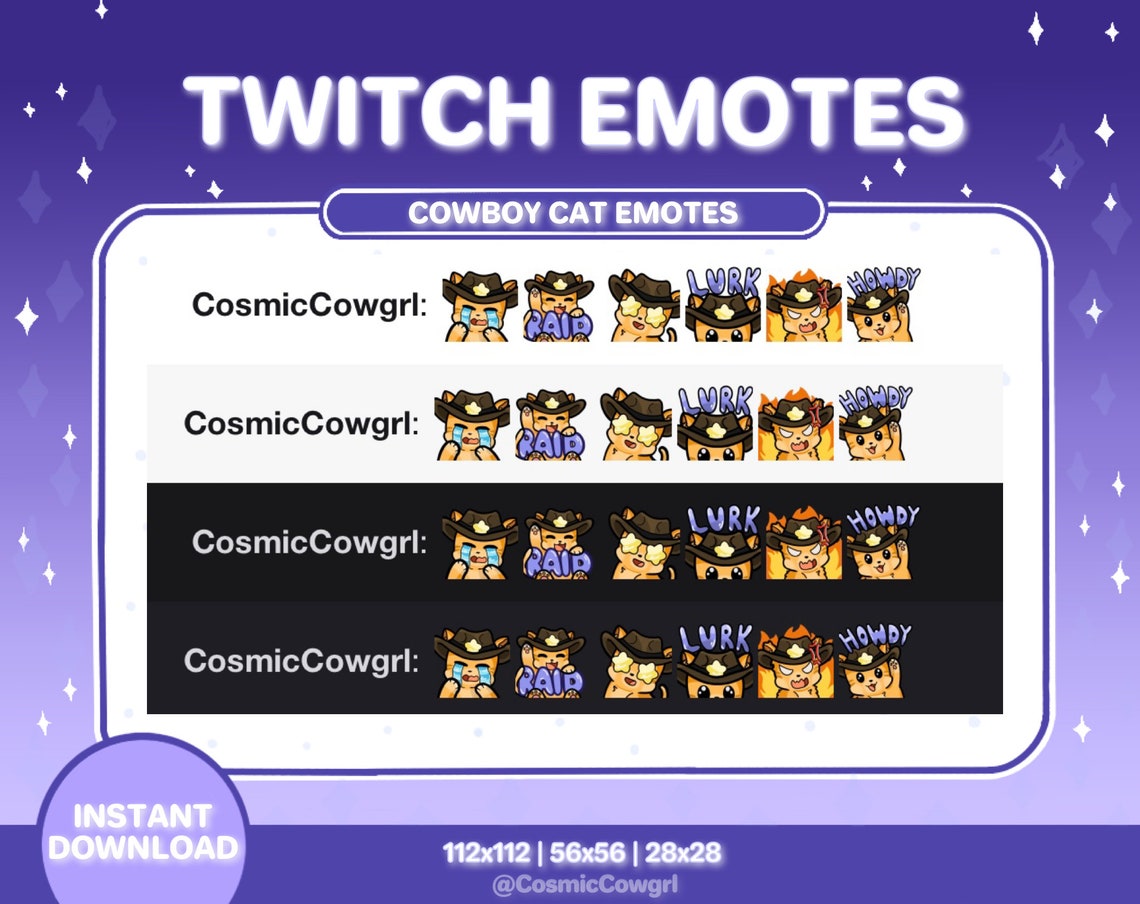Cowboy Cat Twitch Emotes / Cowgirl / Kitty / Orange / Tabby / Emote ...
