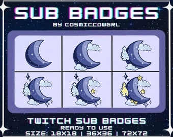 Liquid Moon and Cloudy Sub Badges / Twitch Sub / Bit Badges / - Etsy