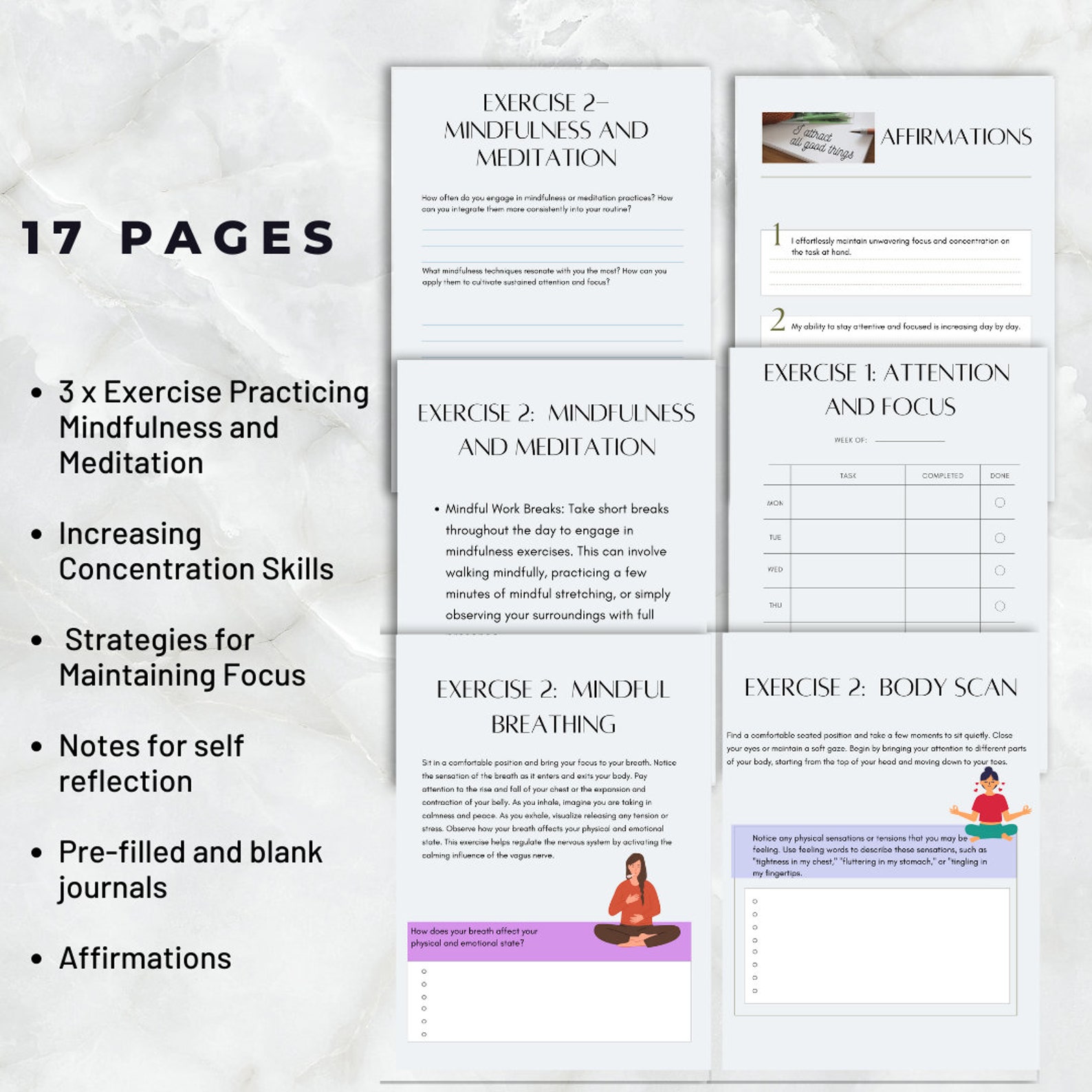 Attention and Focus Plan Printable Worksheets| Productivity ...