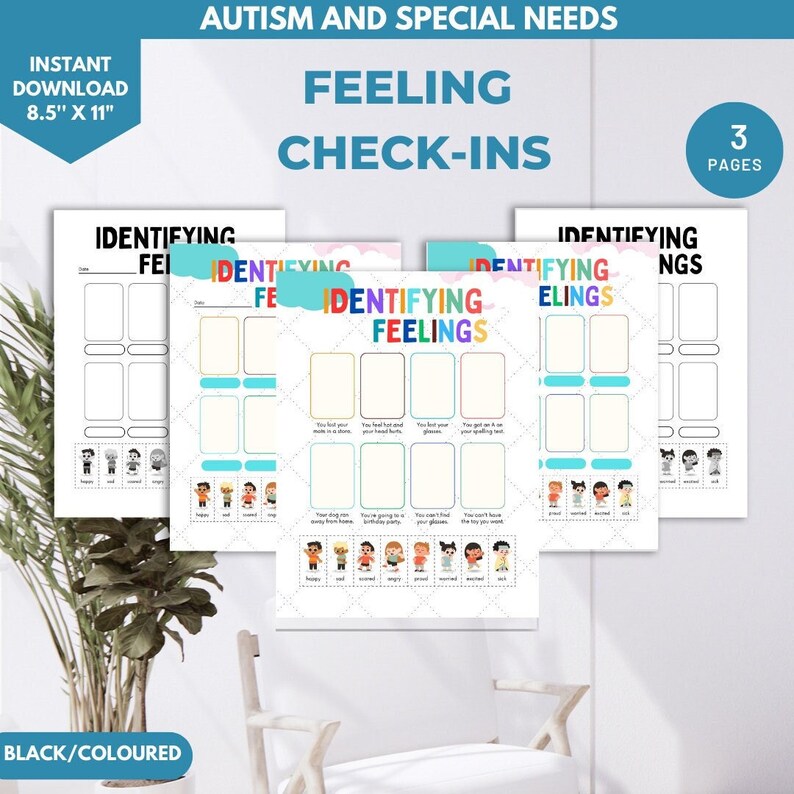Identifying Feeling | Weekly Check Ins | Kids Workbook | Kids Worksheet ...