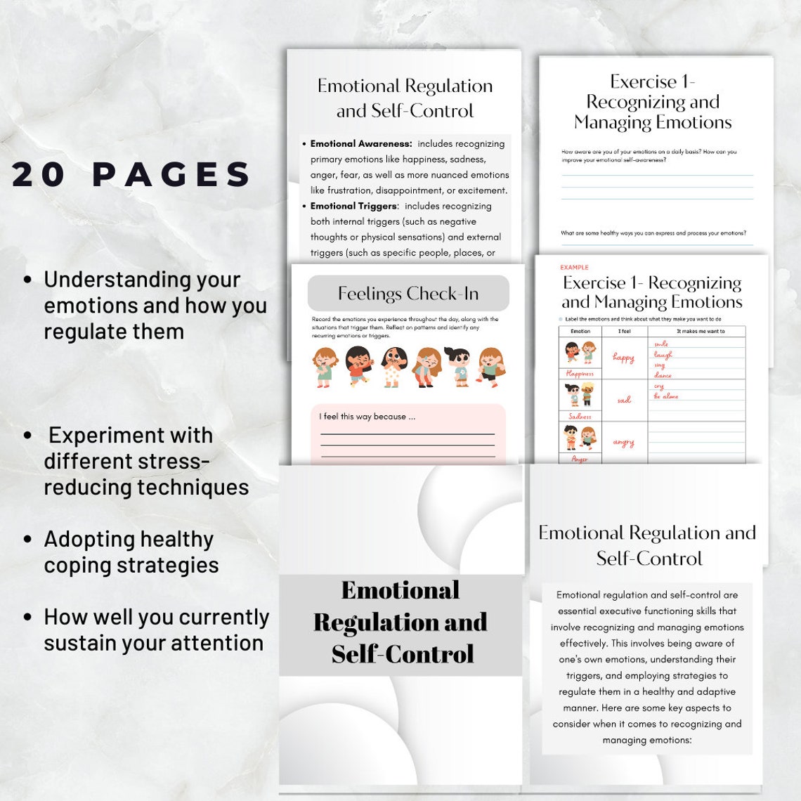Emotional Regulation and Self Control Workbook | Anger Management ...