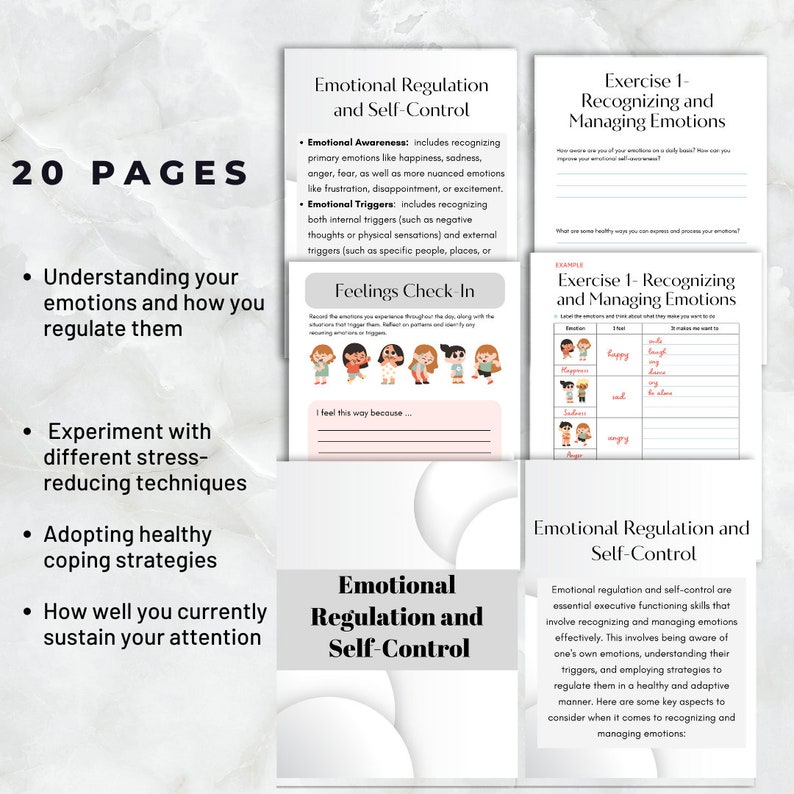 Emotional Regulation and Self Control Workbook | Anger Management ...