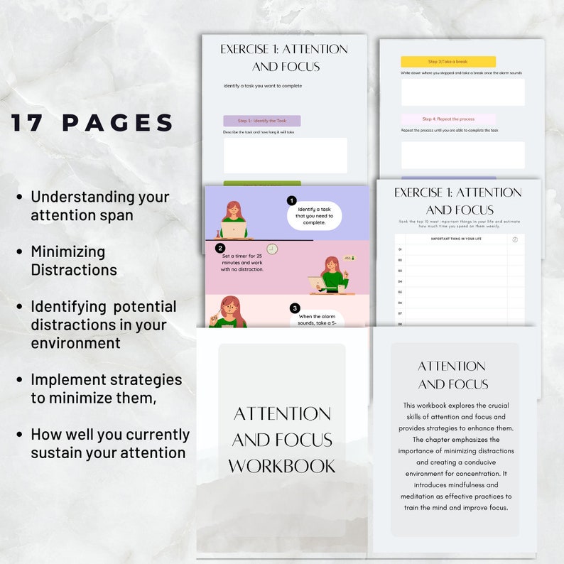 Attention and Focus Plan Printable Worksheets| Productivity ...