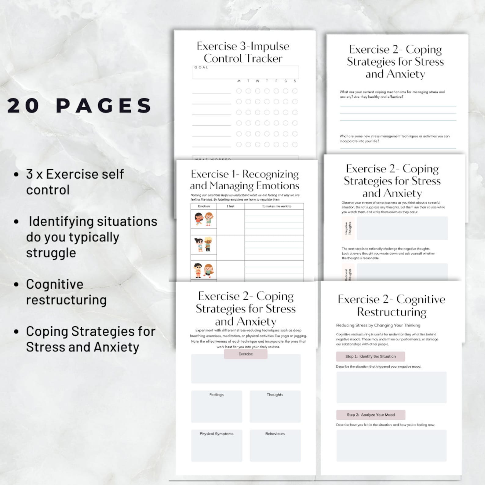 Emotional Regulation and Self Control Workbook | Anger Management ...