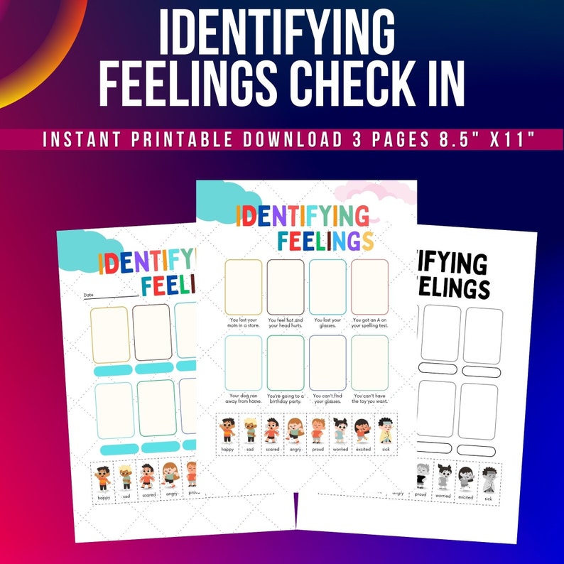 Identifying Feeling | Weekly Check Ins | Kids Workbook | Kids Worksheet ...
