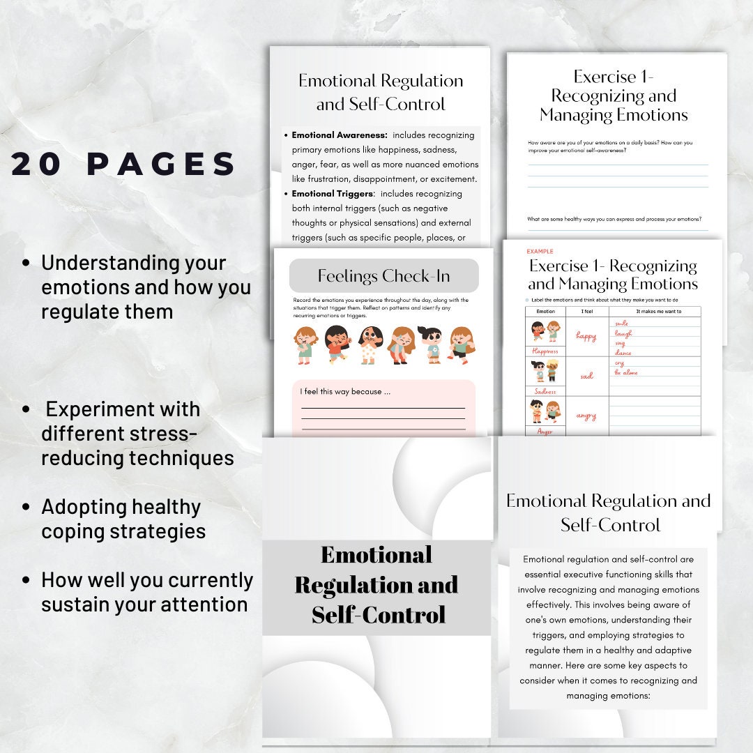 Emotional Regulation and Self Control Workbook | Anger Management ...