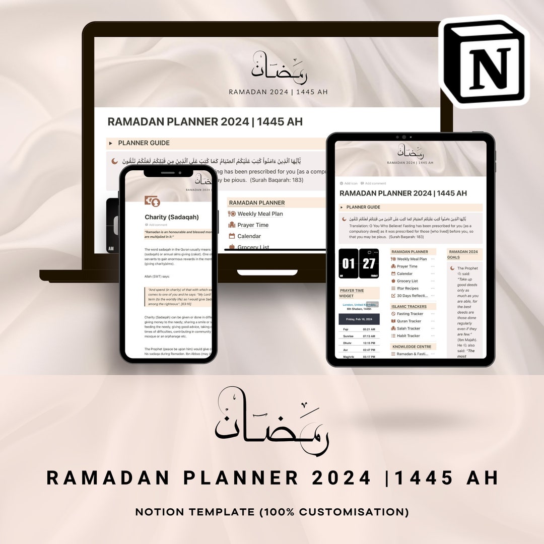 Notion Ramadan Planner Template, Notion Spiritual Template, Digital Planner, Notion Organiser ...
