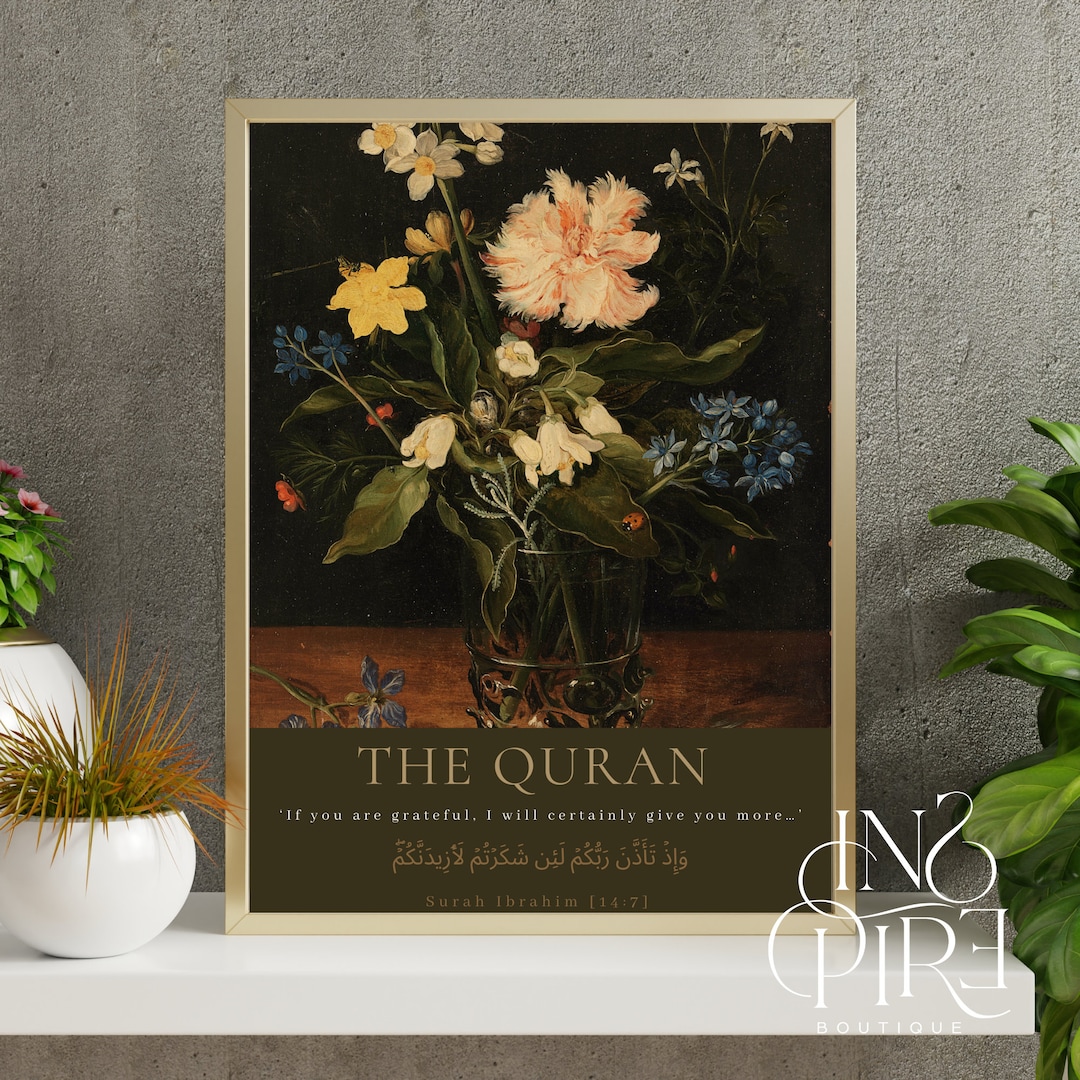 Floral Islamic Art Print Islamic Wall Art Print Quran Verse Print ...