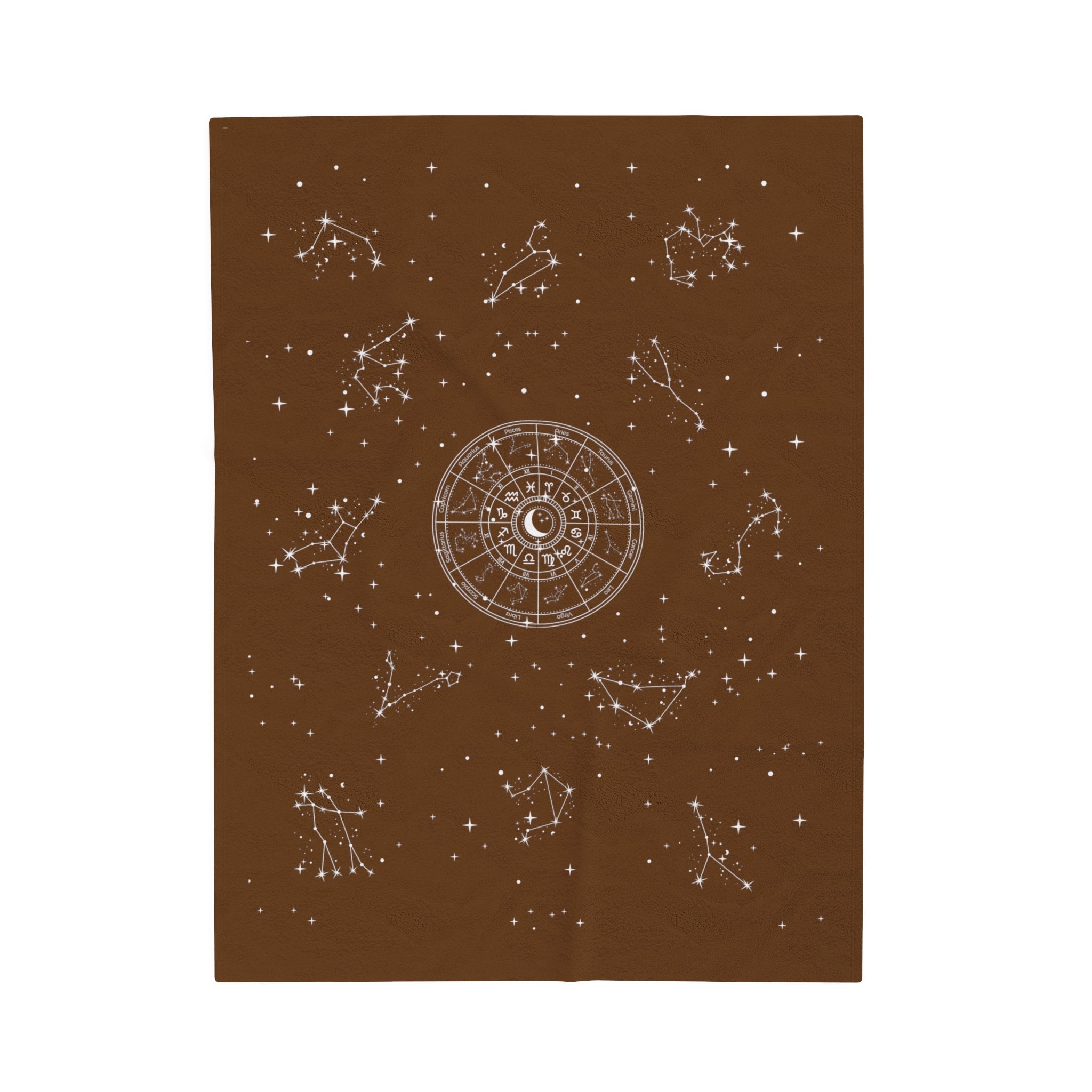 Astrological Constellation Plush Throw Blanket Brown W/ White - Etsy