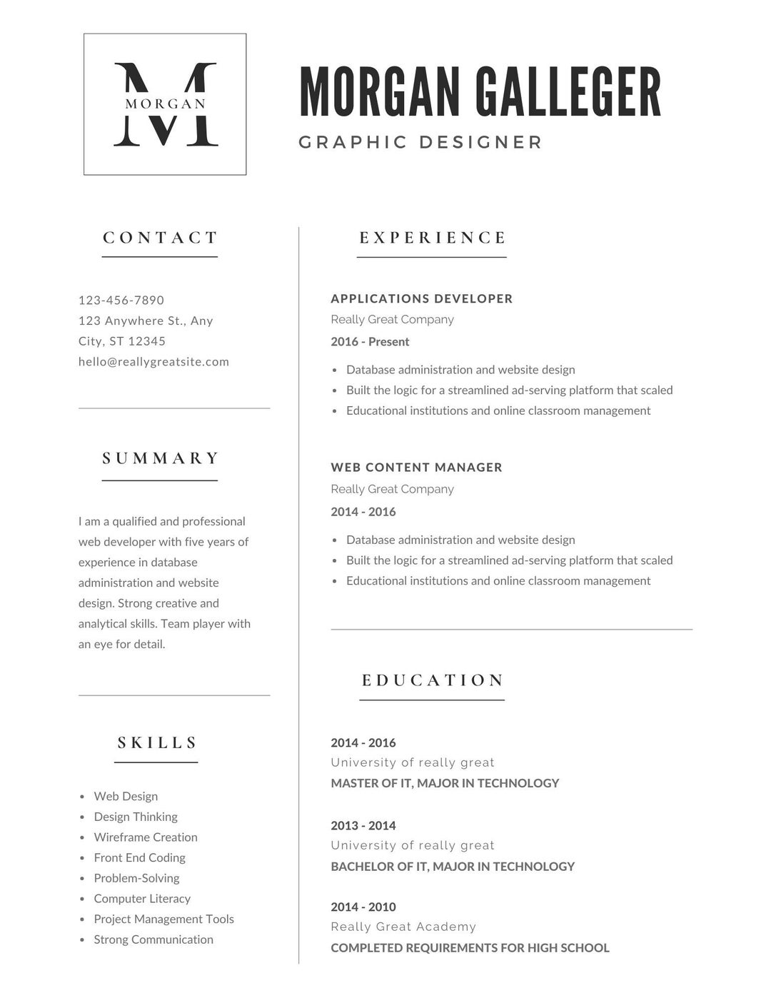 Simple Editable Resume Template - Etsy