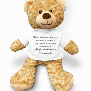 Memory Bear, Sympathy Teddy Bear, Memory Teddy Bear, Loss of Loved One ...