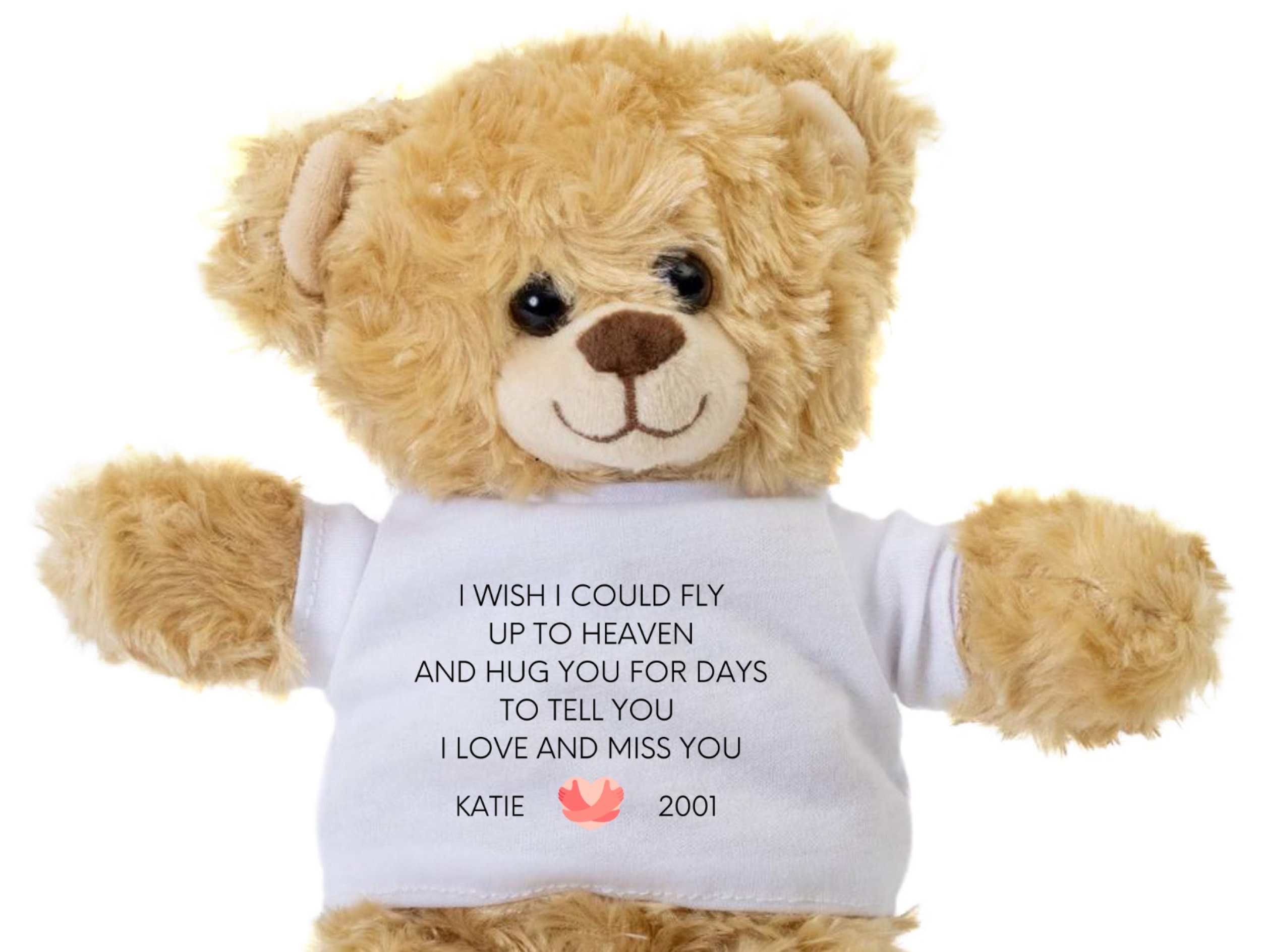 Hugs in Heaven Bear: Customizable Memorial Gift, Sympathy Bear - Etsy