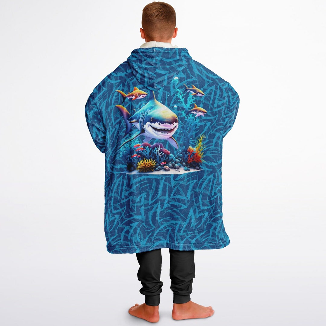 Shark Snuggle Hoodie- Microfiber Hooded Blanket Pullover Great White ...