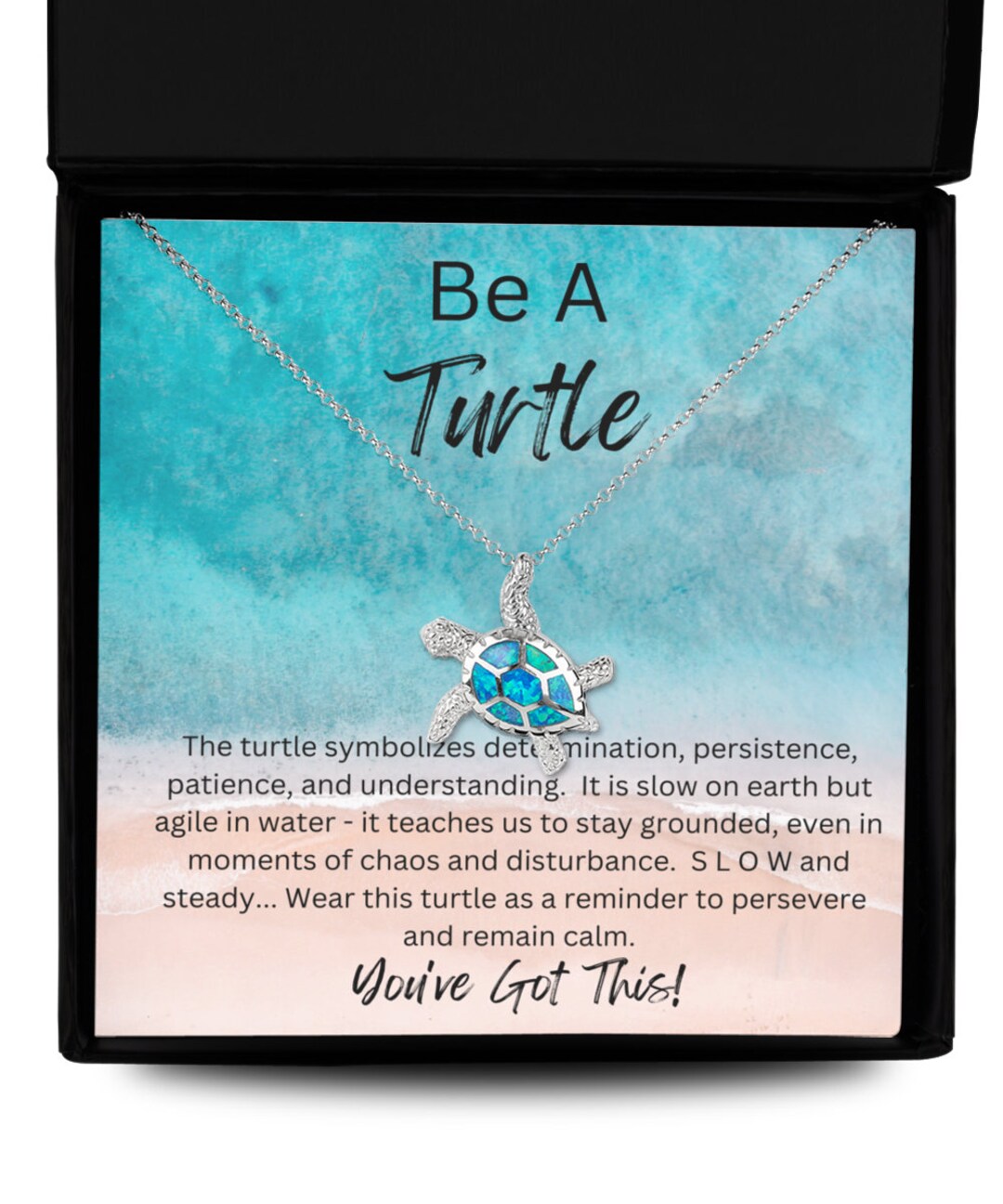 Blue Opal Sea Turtle Necklace Silver Turtle Necklace Blue And Silver Turtle Necklace Sterling 