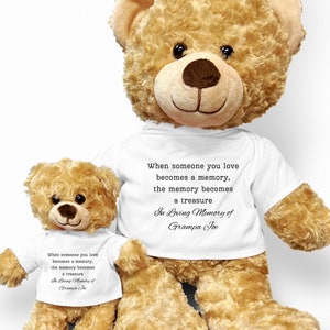 Memory Bear, Sympathy Teddy Bear, Memory Teddy Bear, Loss of Loved One ...