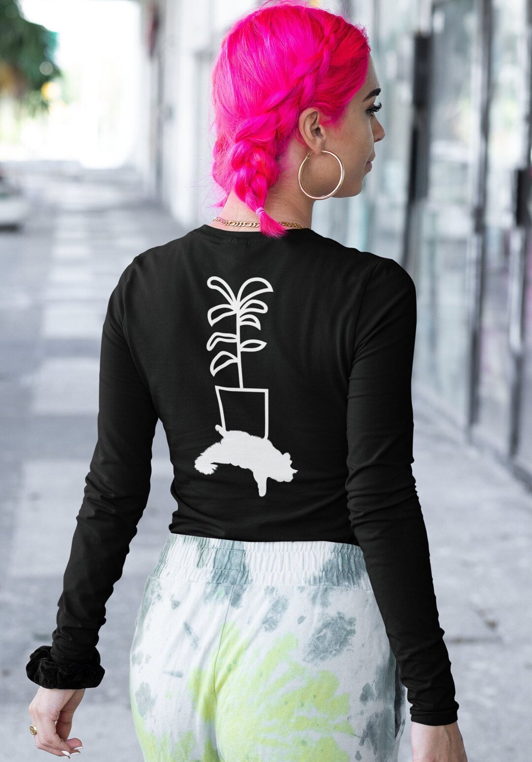 Agave Cat / Ficus Cat / Front & Back / Long Sleeve Shirt - Etsy