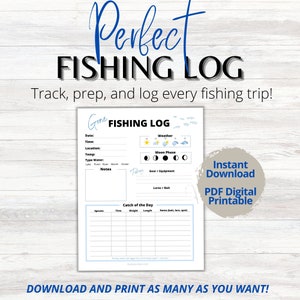 FISHING LOG PRINTABLE | Fishing Trip Log | Simple Fishing Log | Fishing ...