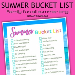 SUMMER BUCKET LIST Outdoor Summer Ideas Family Summer - Etsy