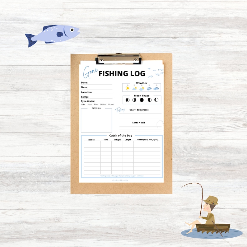 FISHING LOG PRINTABLE | Fishing Trip Log | Simple Fishing Log | Fishing ...