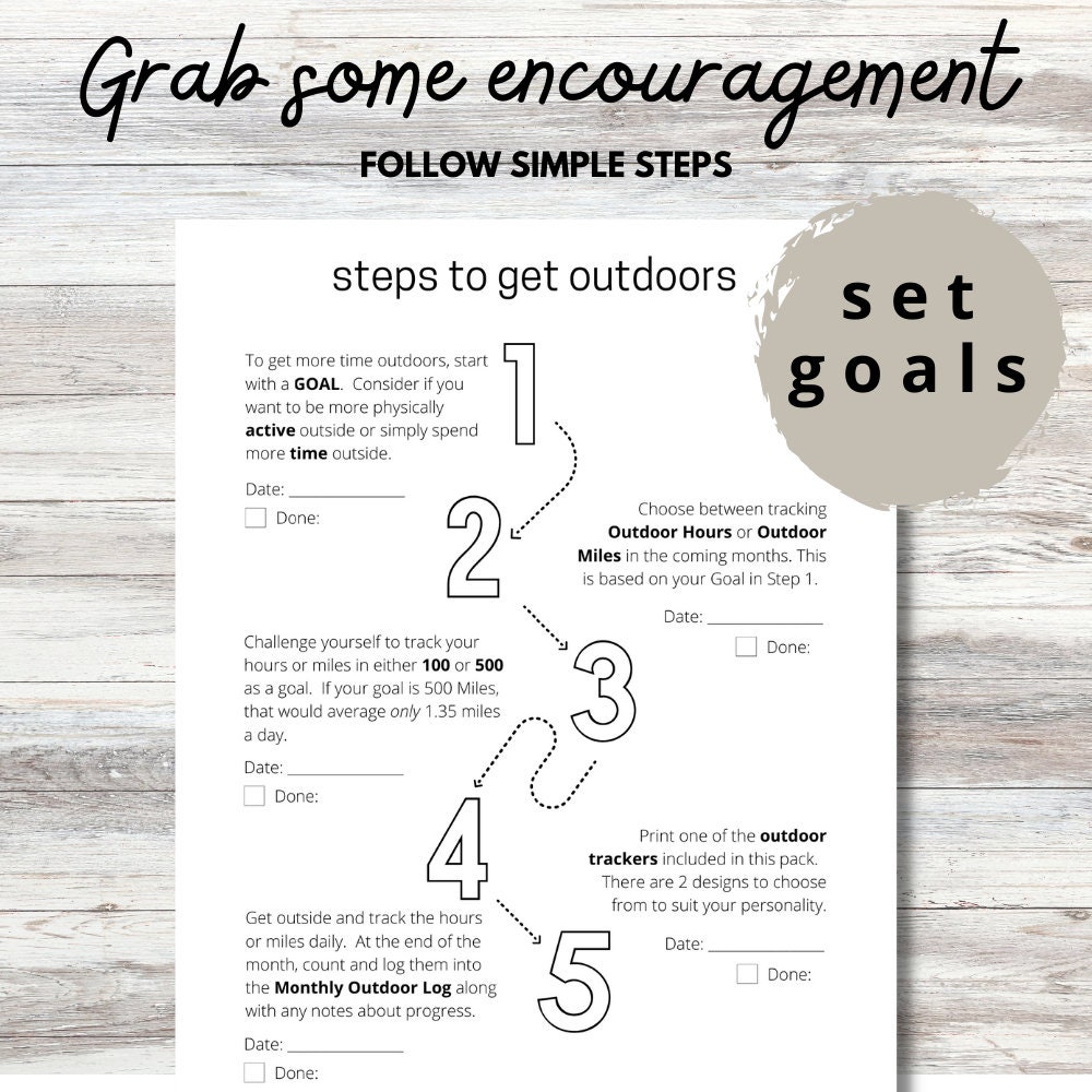 OUTDOOR TRACKER PRINTABLES | 100 Hours and 500 Hours | 100 Miles and ...