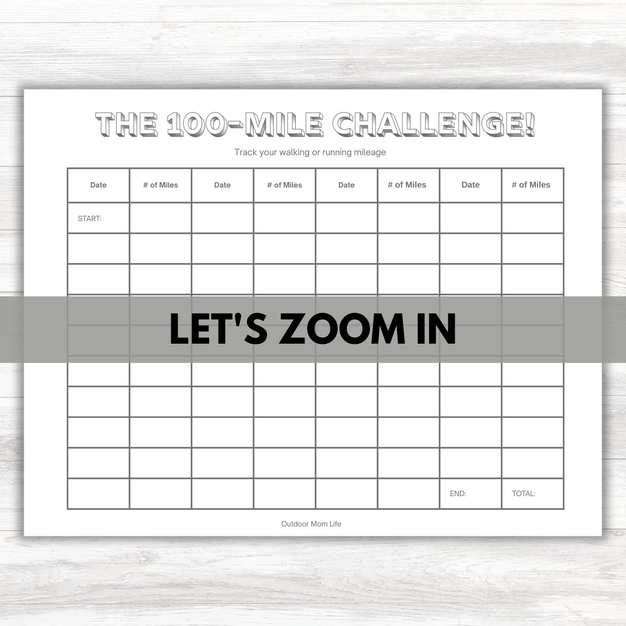 100-mile Challenge Tracker | Printable Activity Log (PDF Pattern) - Etsy