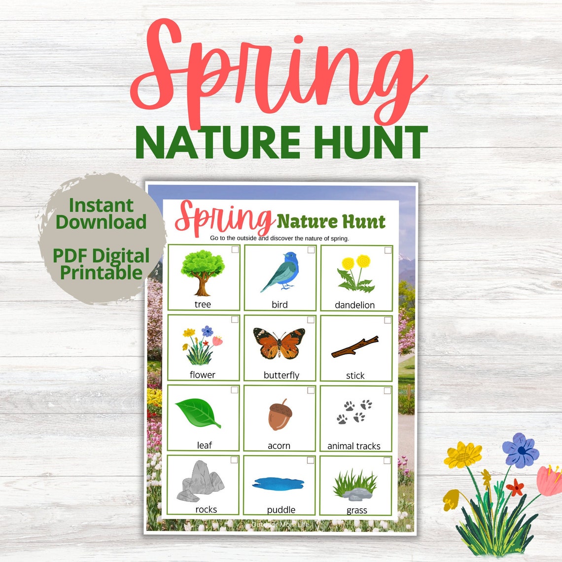 SPRING NATURE HUNT Scavenger Hunt Printable Kids Spring Activity ...