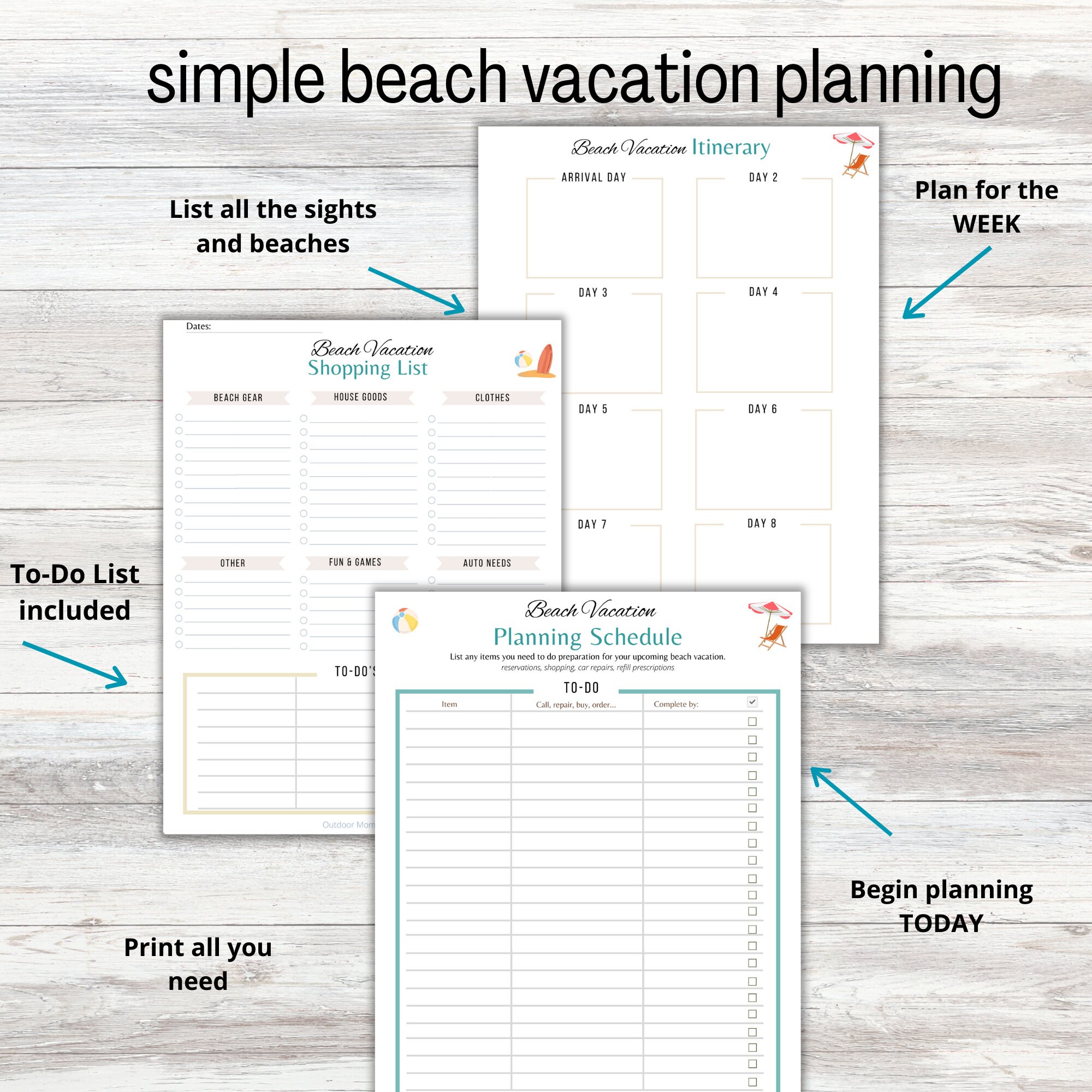 BEACH VACATION PLANNER Pack Beach Day Planning Summer Beach Log Beach Journal Beachcombing Best ...