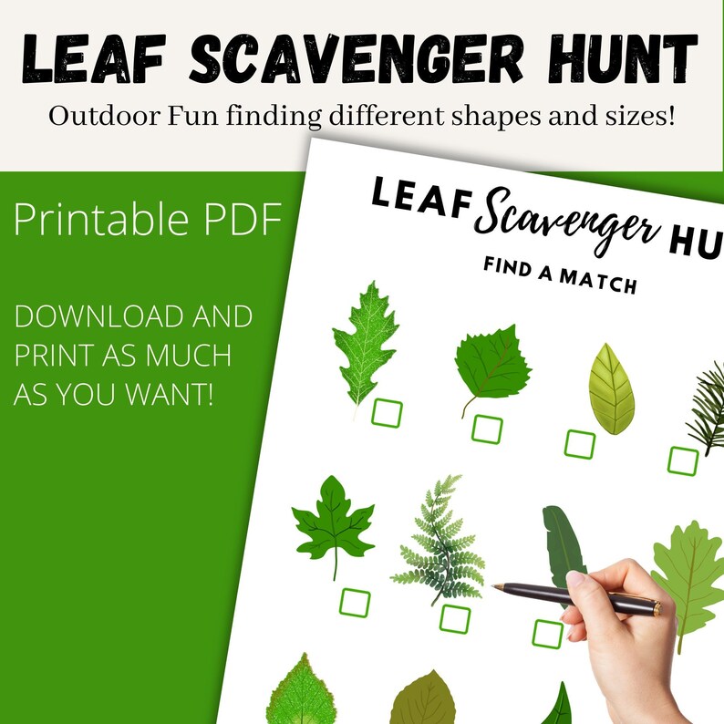 LEAF SCAVENGER HUNT Scavenger Hunt Printable Outside - Etsy