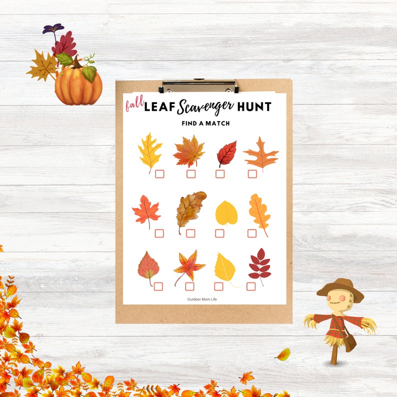 FALL LEAF SCAVENGER Hunt | Autumn Leaf Hunt Printable | Outside Nature ...