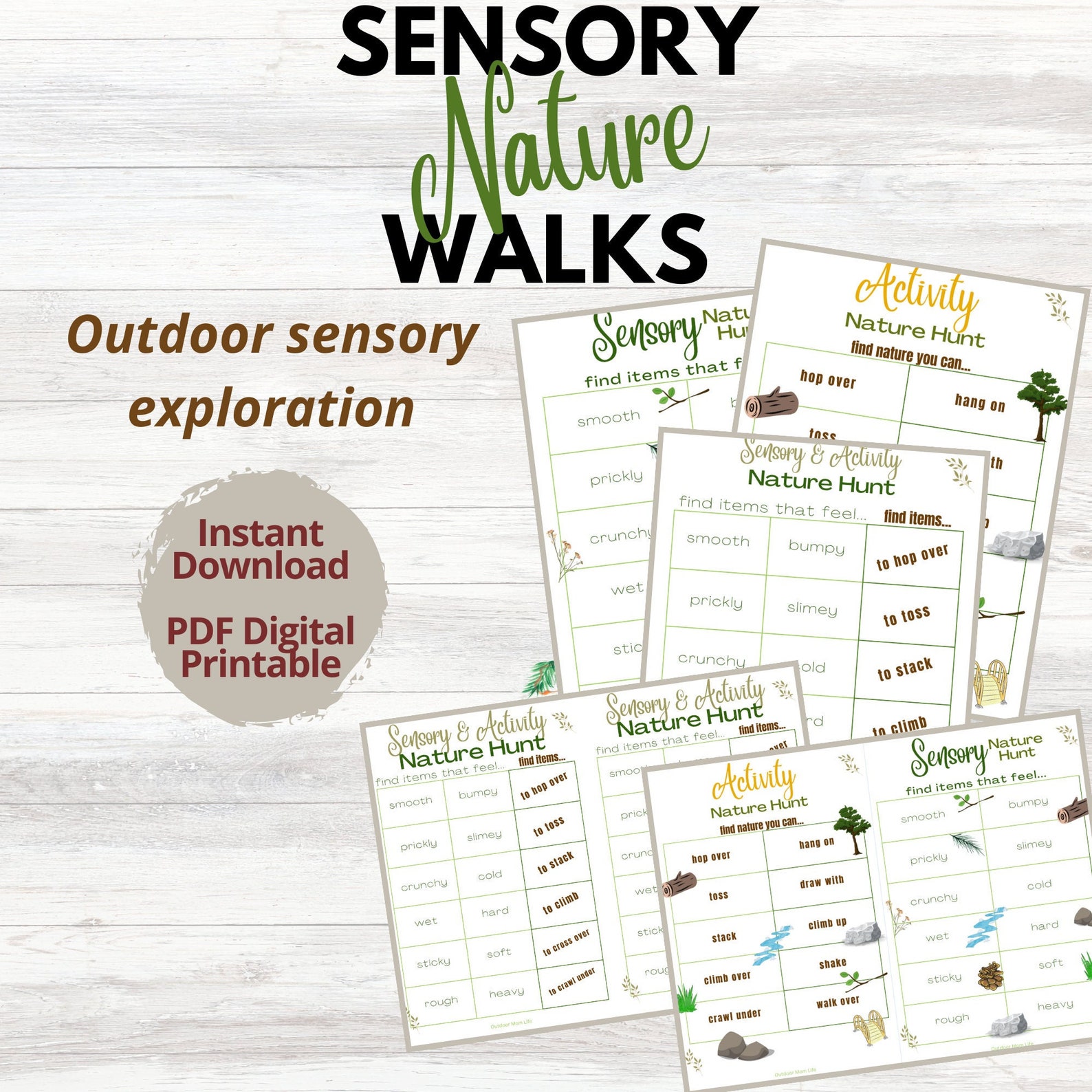 SENSORY NATURE WALKS | Sensory + Activity Printable | Sensory Nature ...