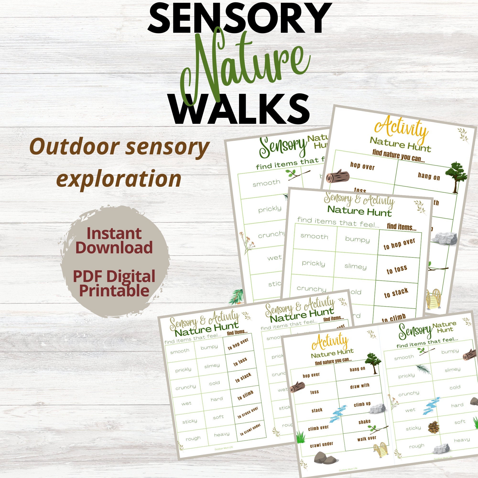 SENSORY NATURE WALKS | Sensory + Activity Printable | Sensory Nature ...