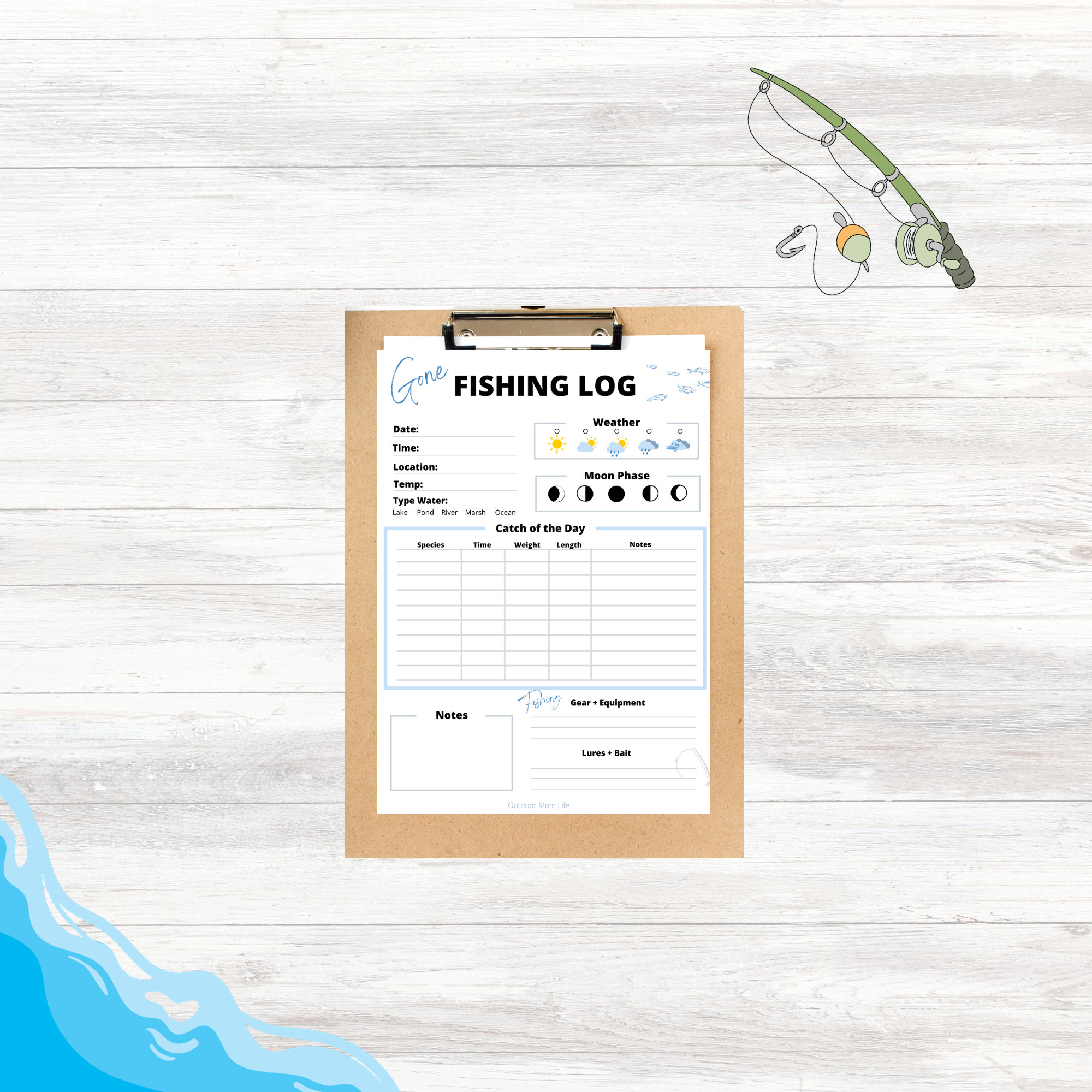 FISHING LOG & JOURNAL Printable | Fishing Log | Monthly Fishing Log ...