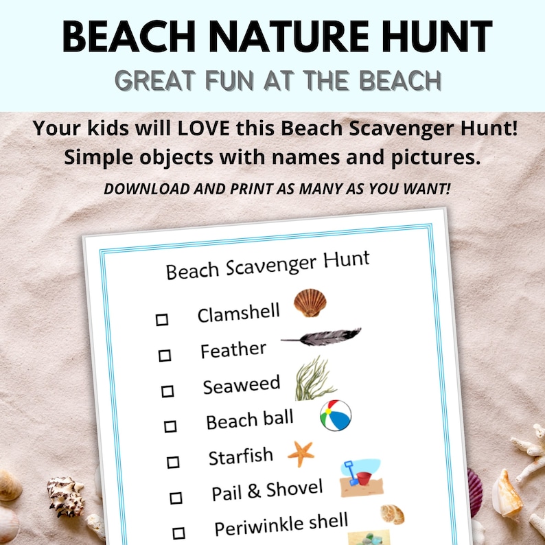 Beach Scavenger Hunt Beach Printable Ocean Nature Hunt - Etsy
