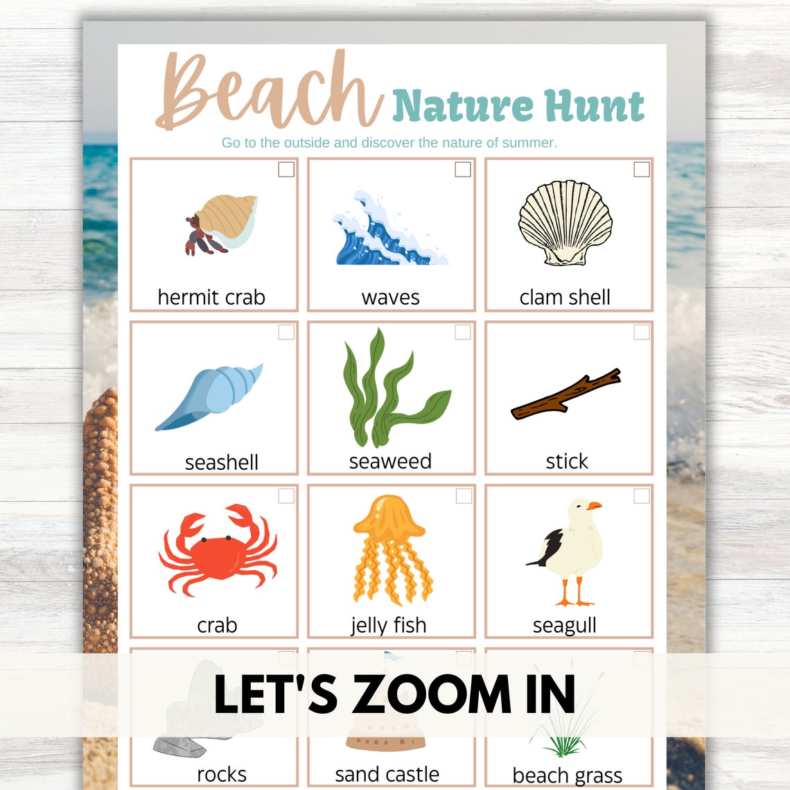 BEACH SCAVENGER HUNT | Beach Printable | Ocean Nature Hunt Printable ...