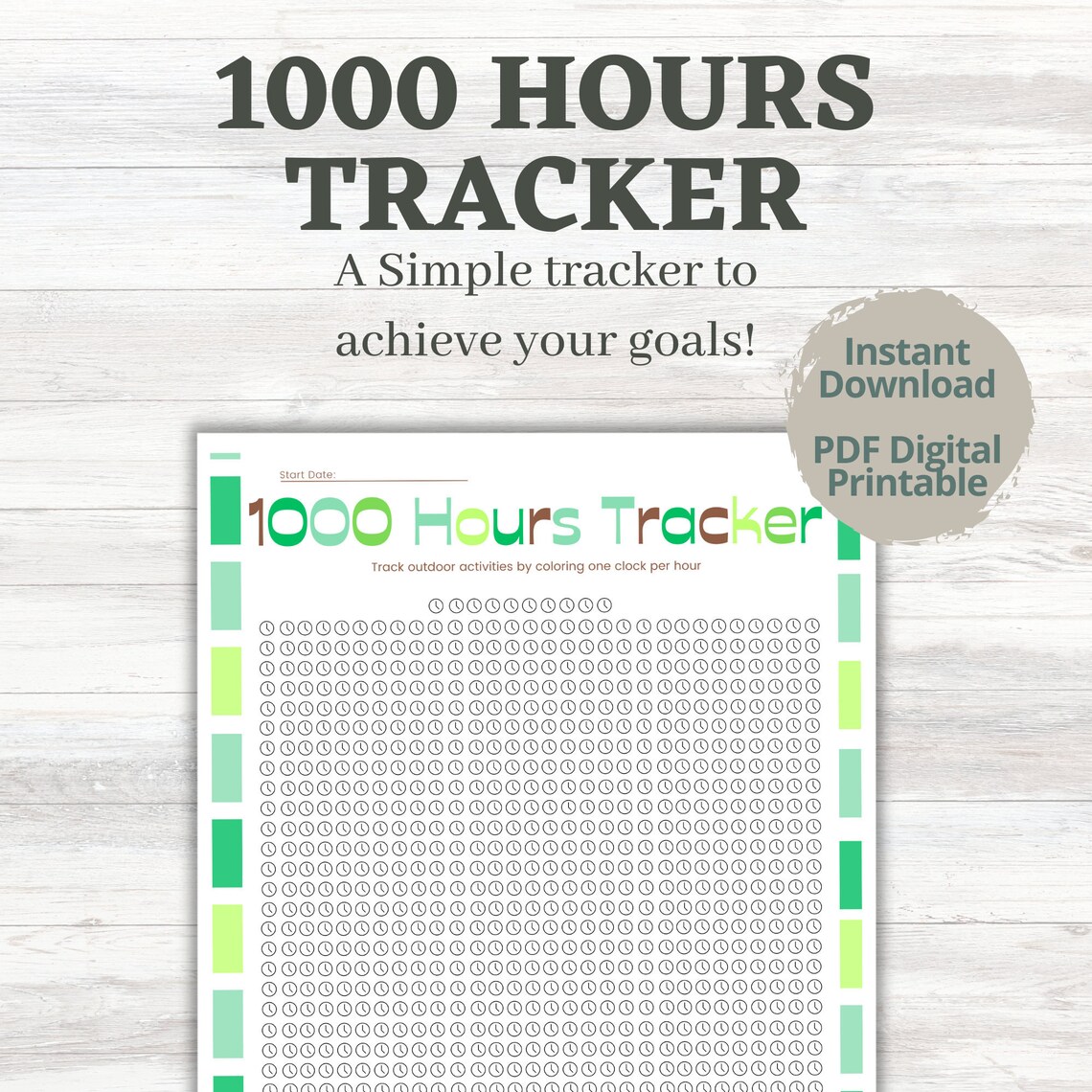 1000 HOURS TRACKER | Outdoor Activity Log | | 1000 Hours Printable | Track Outdoor Time ...