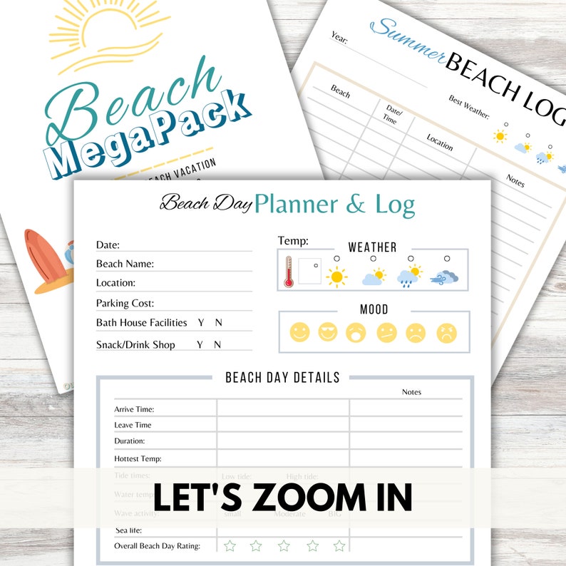 BEACH VACATION PLANNER Pack | Beach Day Planning | Summer Beach Log ...