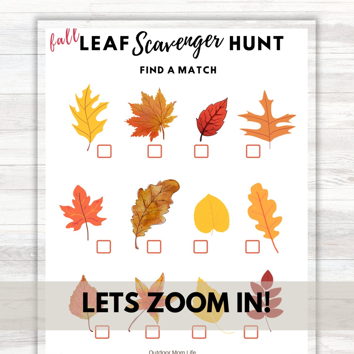 FALL LEAF SCAVENGER Hunt | Autumn Leaf Hunt Printable | Outside Nature ...