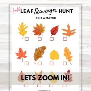 FALL LEAF SCAVENGER Hunt | Autumn Leaf Hunt Printable | Outside Nature ...