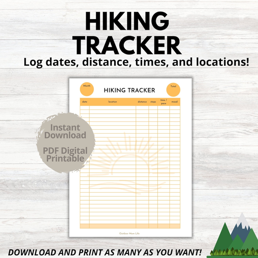Buy HIKING TRACKER PRINTABLE Monthly Log for Hiking Activity Track ...