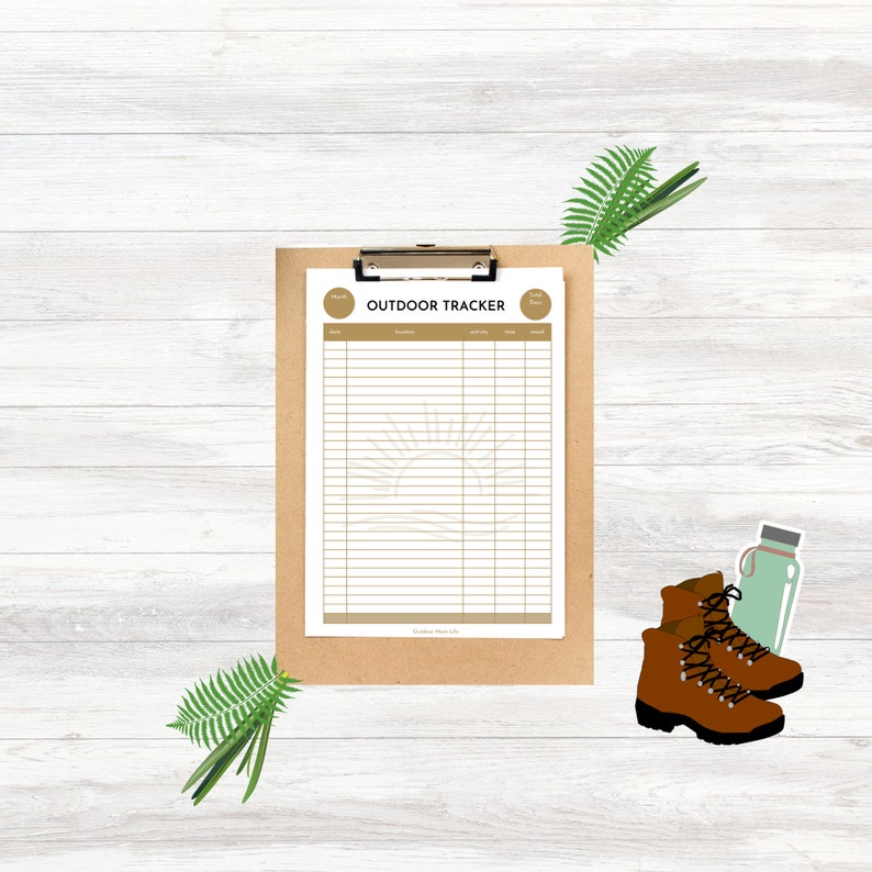OUTDOOR TRACKER PRINTABLE | Monthly Log for Outside Activity | Track ...