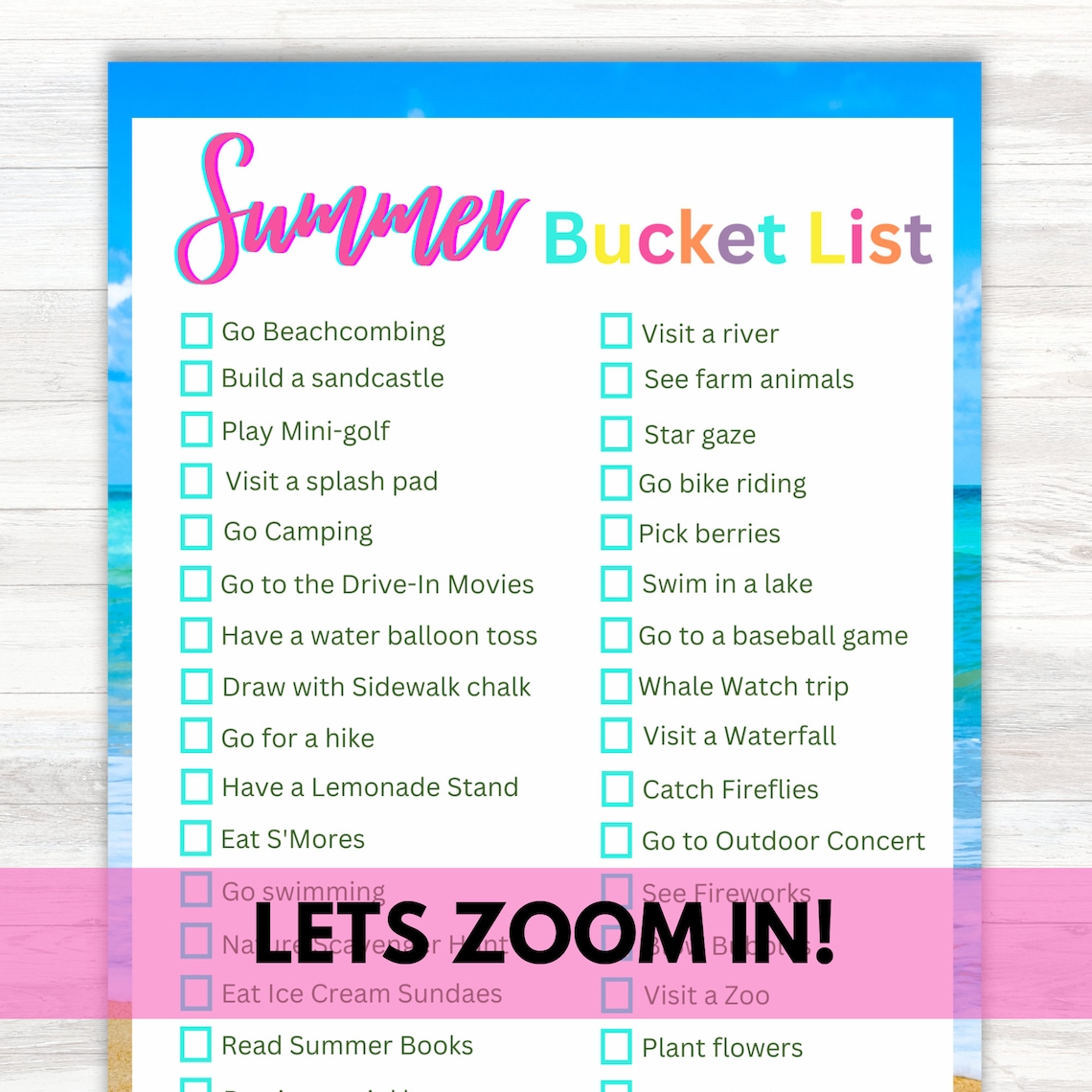 Summer Bucket List | Family Outdoor Activity Ideas (PDF) - Etsy