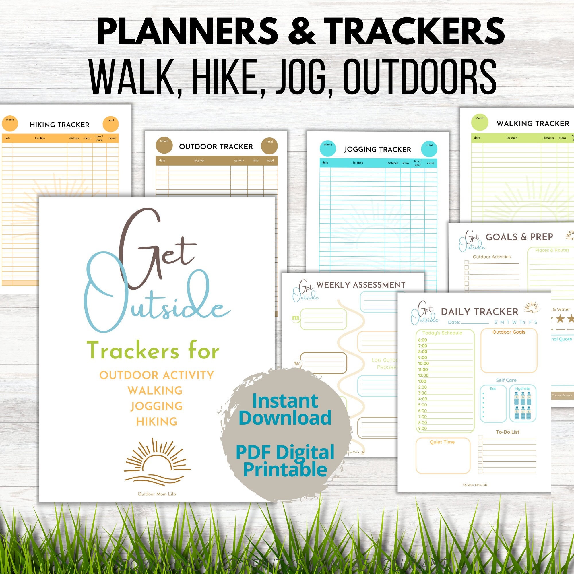 OUTDOOR PLANNERS and TRACKER Printables | Set Goals | Daily Planners ...