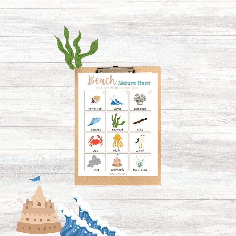 BEACH SCAVENGER HUNT | Beach Printable | Ocean Nature Hunt Printable ...