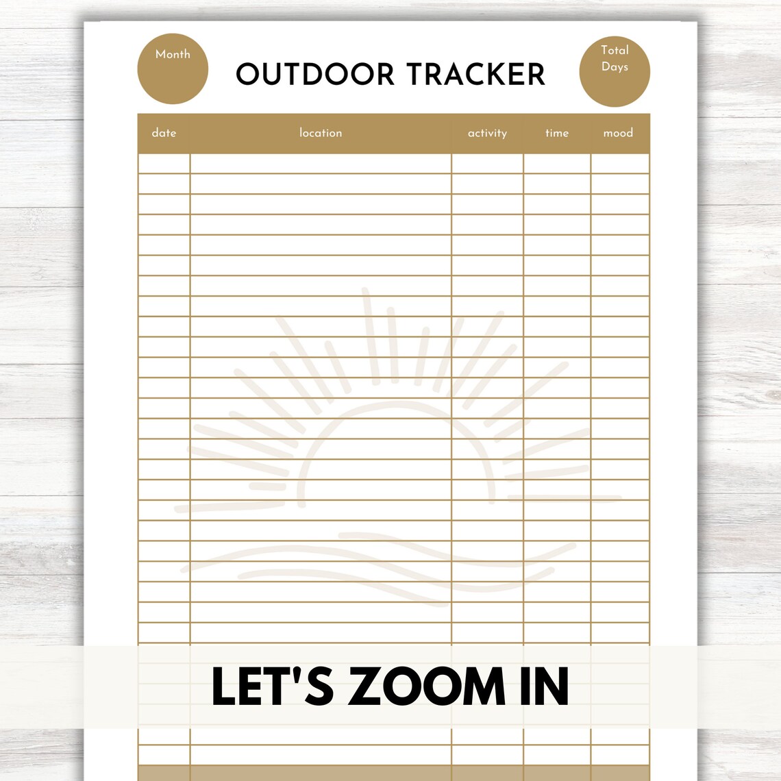 OUTDOOR TRACKER PRINTABLE | Monthly Log for Outside Activity | Track ...