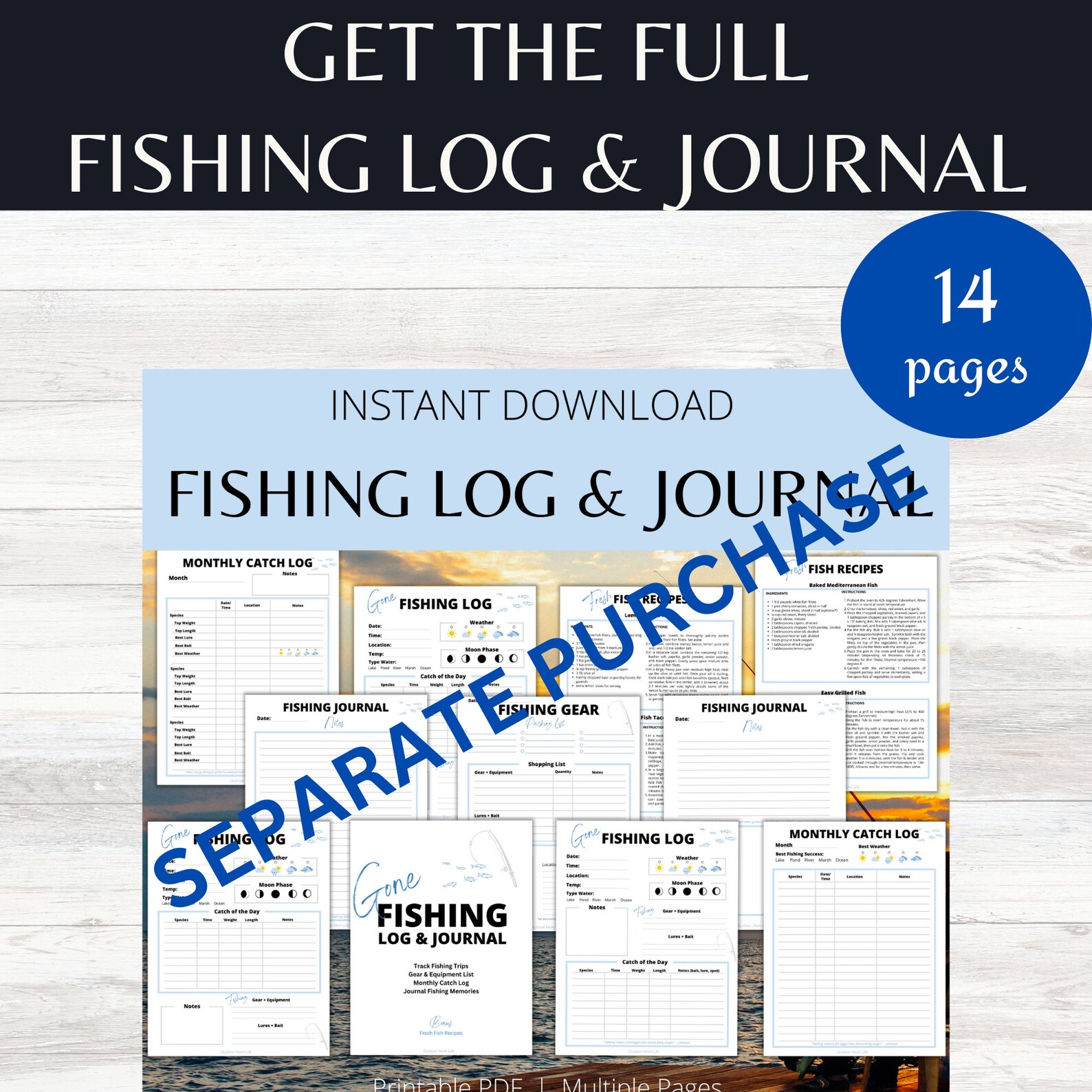 FISHING LOG PRINTABLE | Fishing Trip Log | Simple Fishing Log | Fishing ...