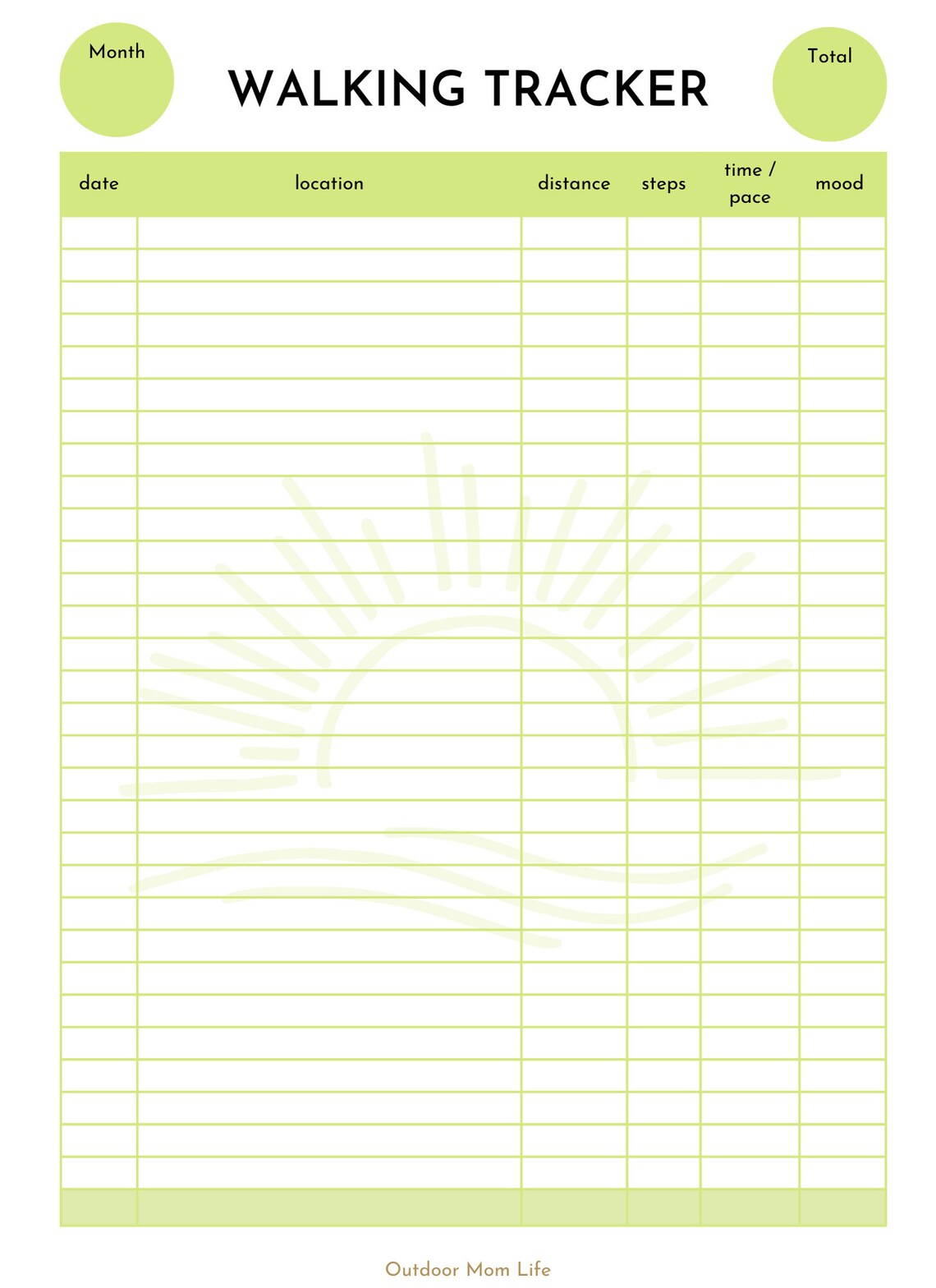 WALKING TRACKER PRINTABLE | Monthly Log for Walking Activity | Track ...