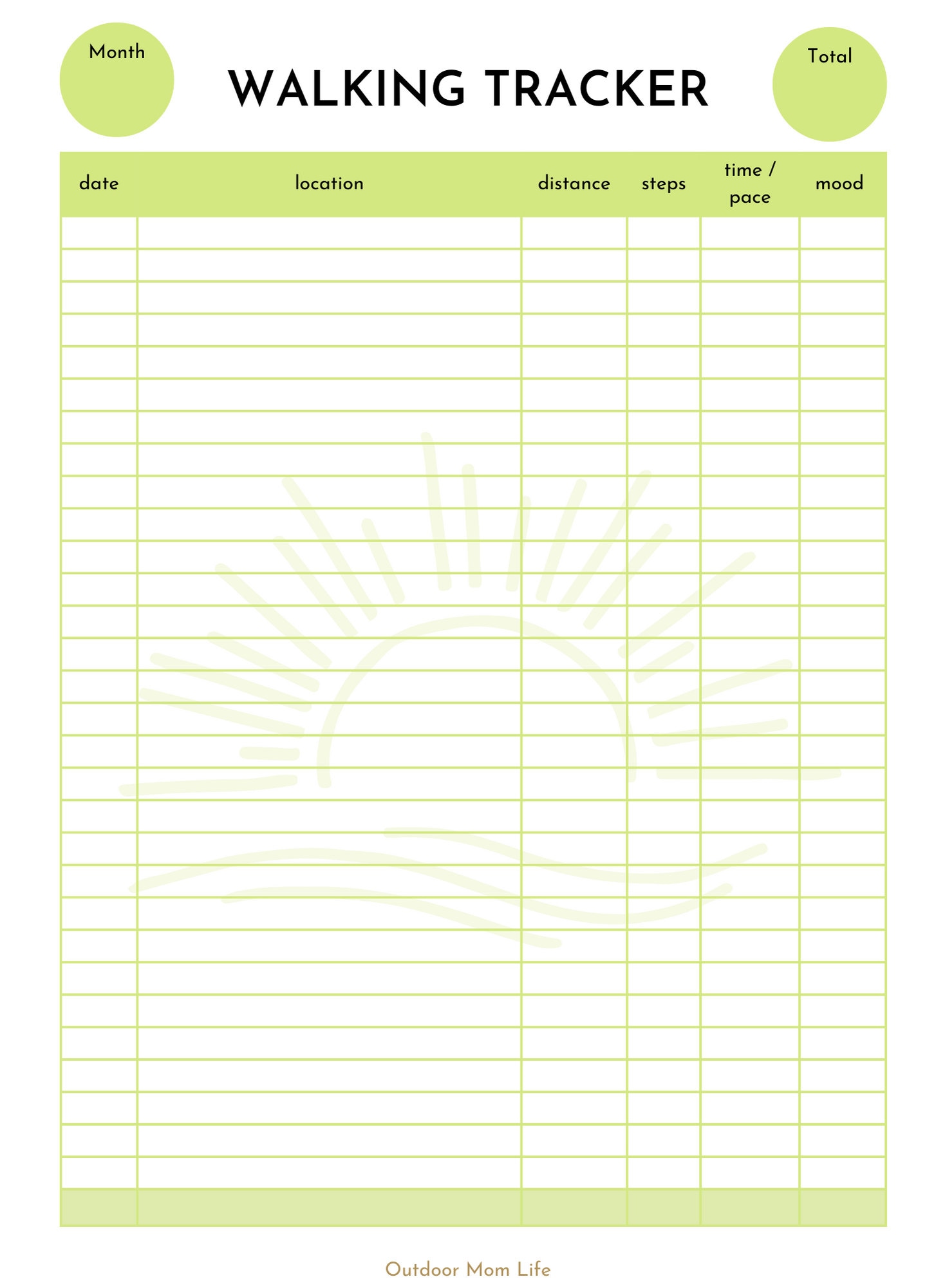 WALKING TRACKER PRINTABLE | Monthly Log for Walking Activity | Track ...