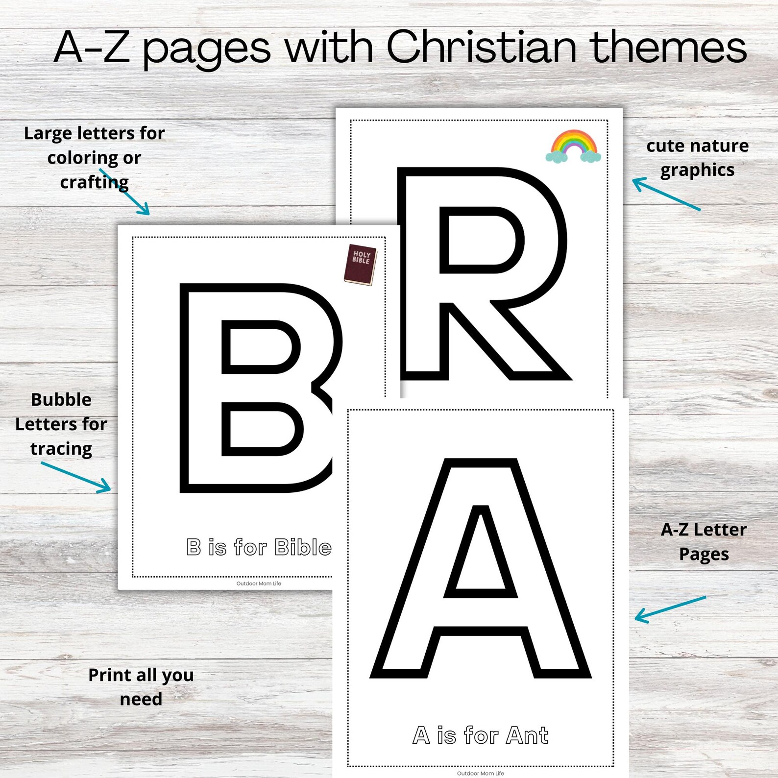 CHRISTIAN ALPHABET PRESCHOOL Pack | A-Z Printable Pages | Christian ...