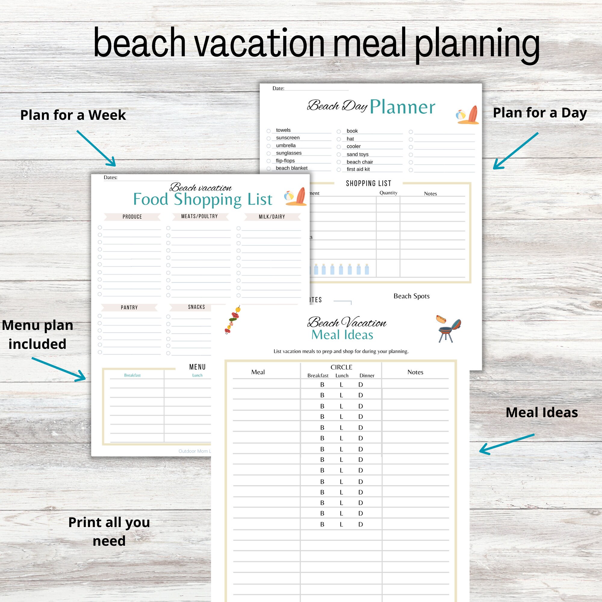 BEACH VACATION PLANNER Pack | Beach Day Planning | Summer Beach Log ...