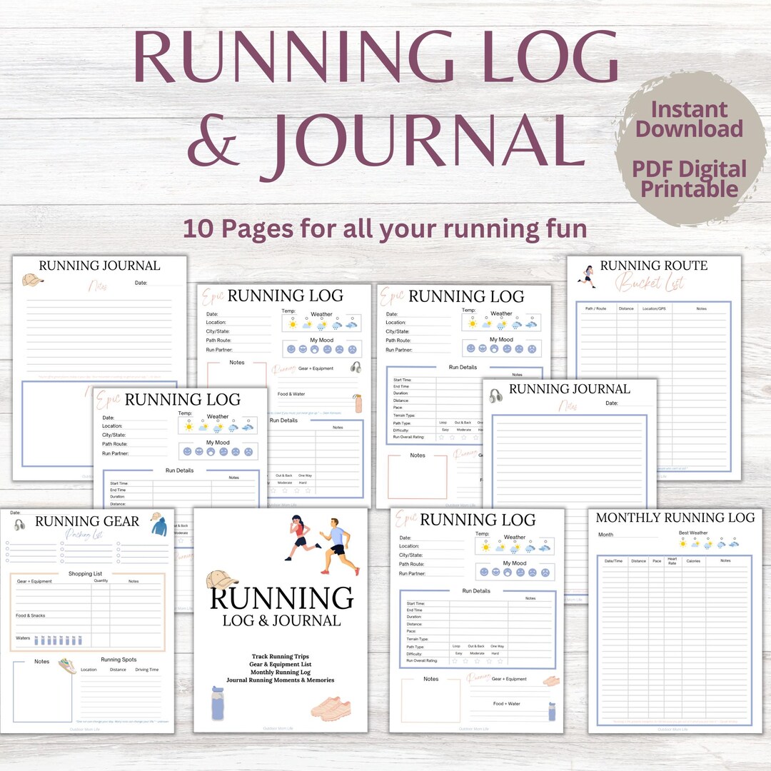 RUNNING LOG & JOURNAL | Running Tracker | Monthly Running Log | Running ...